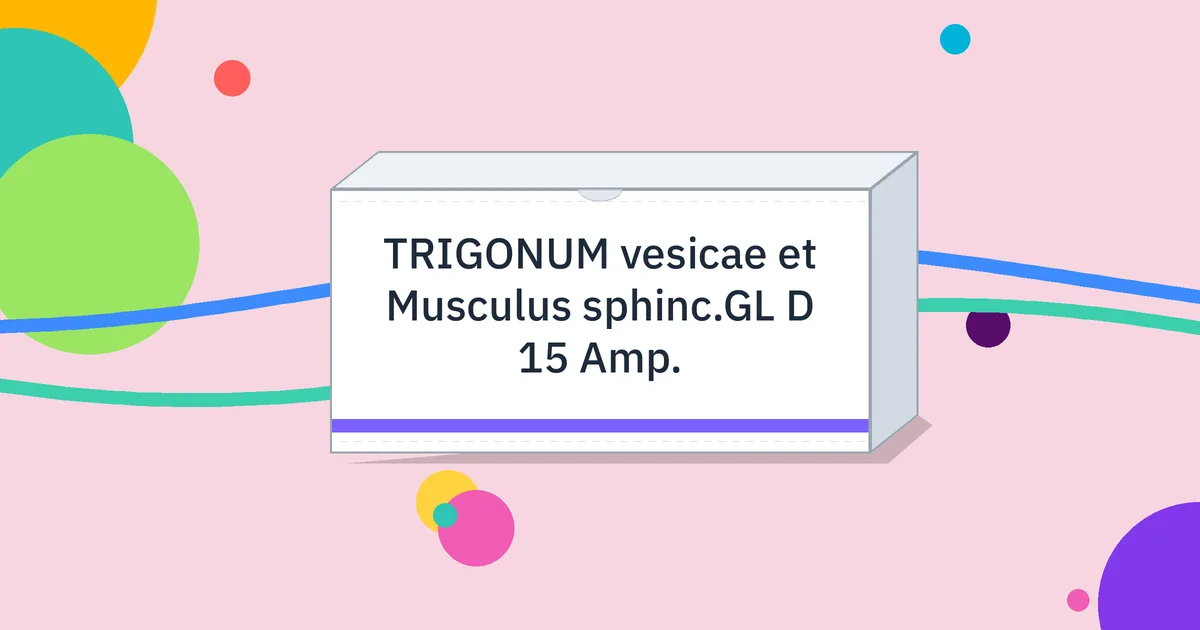 Symbolbild: Packung mit der Aufschrift TRIGONUM vesicae et Musculus sphinc.GL D 15 Amp. (PZN 03661239) – Verfügbarkeit und Bezug in Apotheken in Frankfurt am Main
