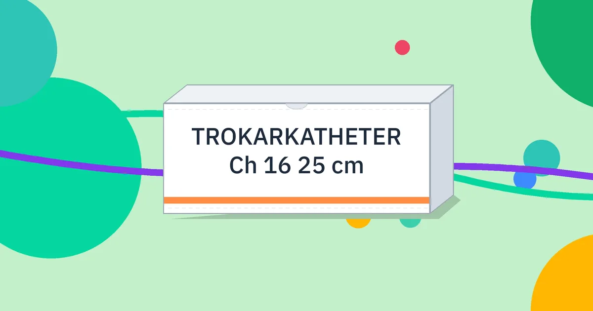 Symbolbild: Packung mit der Aufschrift TROKARKATHETER Ch 16 25 cm (PZN 03049320) – Verfügbarkeit und Bezug in Apotheken in Frankfurt am Main