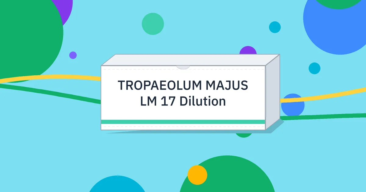 Symbolbild: Packung mit der Aufschrift TROPAEOLUM MAJUS LM 17 Dilution (PZN 13253091) – Verfügbarkeit und Bezug in Apotheken in Frankfurt am Main