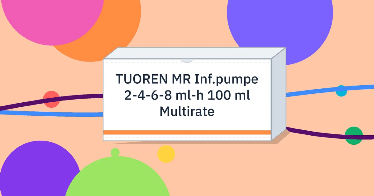 Symbolbild: Packung mit der Aufschrift TUOREN MR Inf.pumpe 2-4-6-8 ml-h 100 ml Multirate (PZN 11663264) – Verfügbarkeit und Bezug in Apotheken in Frankfurt am Main