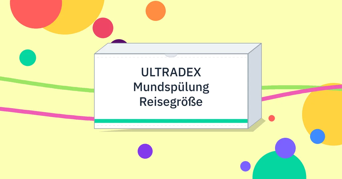 Symbolbild: Packung mit der Aufschrift ULTRADEX Mundspülung Reisegröße (PZN 10386420) – Verfügbarkeit und Bezug in Apotheken in Frankfurt am Main