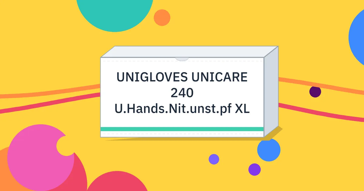 Symbolbild: Packung mit der Aufschrift UNIGLOVES UNICARE 240 U.Hands.Nit.unst.pf XL (PZN 19537642) – Verfügbarkeit und Bezug in Apotheken in Frankfurt am Main