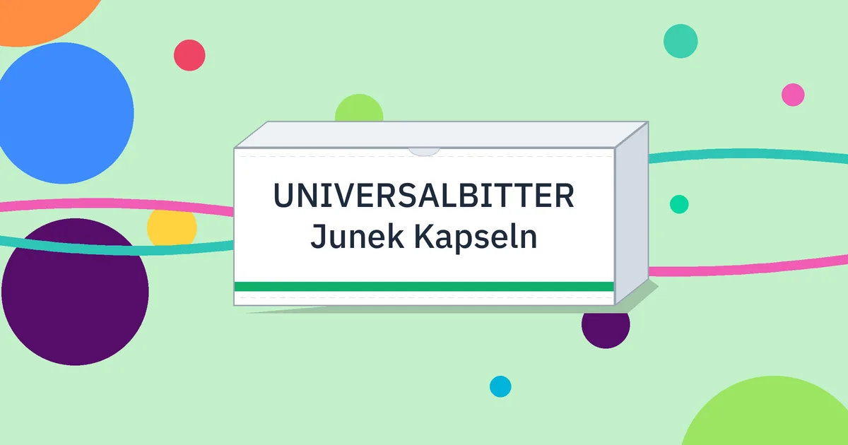 Symbolbild: Packung mit der Aufschrift UNIVERSALBITTER Junek Kapseln (PZN 10052191) – Verfügbarkeit und Bezug in Apotheken in Frankfurt am Main