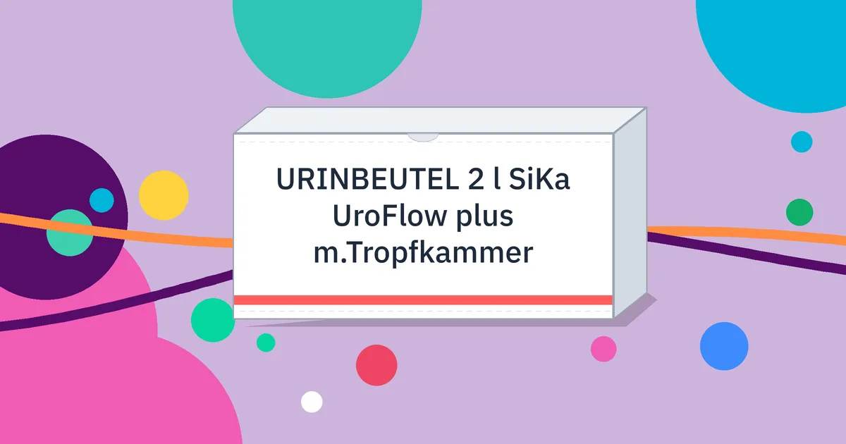 Symbolbild: Packung mit der Aufschrift URINBEUTEL 2 l SiKa UroFlow plus m.Tropfkammer (PZN 04452153) – Verfügbarkeit und Bezug in Apotheken in Frankfurt am Main