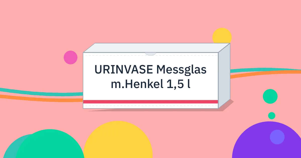 Symbolbild: Packung mit der Aufschrift URINVASE Messglas m.Henkel 1,5 l (PZN 01739859) – Verfügbarkeit und Bezug in Apotheken in Frankfurt am Main