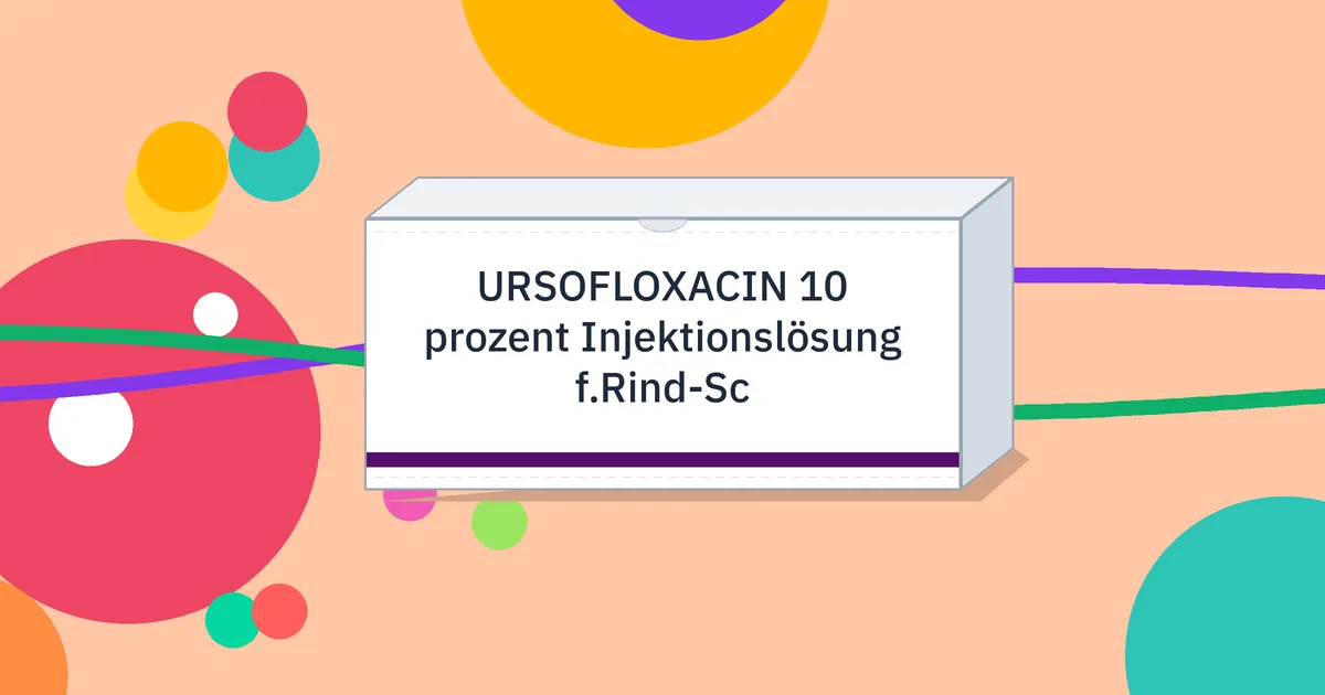 Symbolbild: Packung mit der Aufschrift URSOFLOXACIN 10 prozent Injektionslösung f.Rind-Sc (PZN 01986500) – Verfügbarkeit und Bezug in Apotheken in Frankfurt am Main