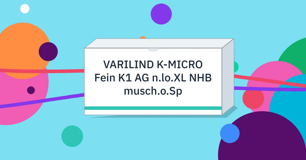 Symbolbild: Packung mit der Aufschrift VARILIND K-MICRO Fein K1 AG n.lo.XL NHB musch.o.Sp (PZN 20618601) – Verfügbarkeit und Bezug in Apotheken in Frankfurt am Main