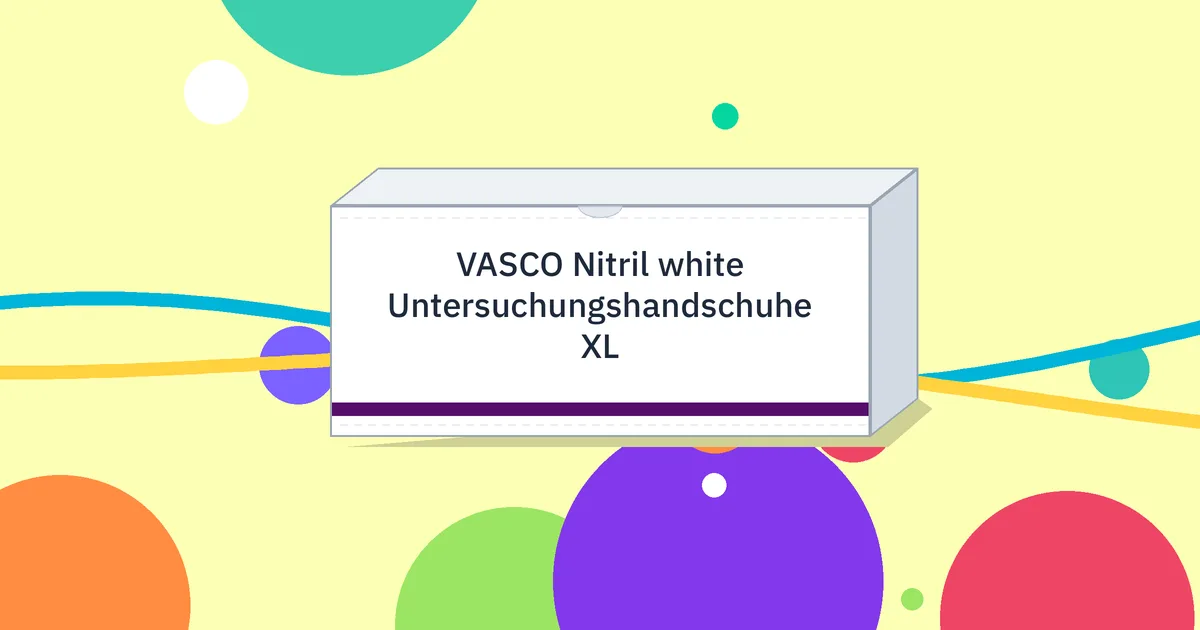 Symbolbild: Packung mit der Aufschrift VASCO Nitril white Untersuchungshandschuhe XL (PZN 08815196) – Verfügbarkeit und Bezug in Apotheken in Frankfurt am Main
