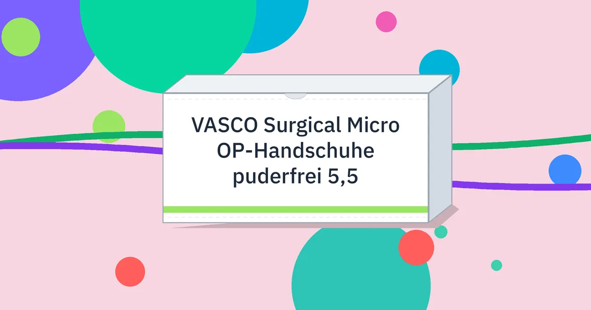Symbolbild: Packung mit der Aufschrift VASCO Surgical Micro OP-Handschuhe puderfrei 5,5 (PZN 11596510) – Verfügbarkeit und Bezug in Apotheken in Frankfurt am Main