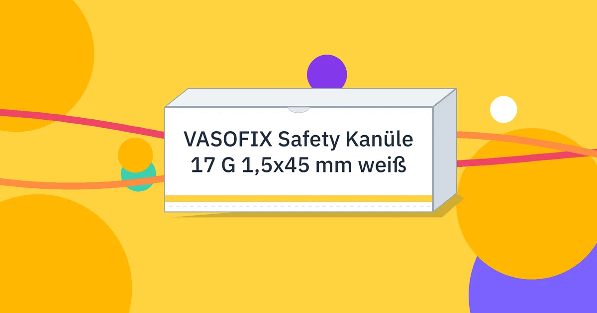 Symbolbild: Packung mit der Aufschrift VASOFIX Safety Kanüle 17 G 1,5x45 mm weiß (PZN 03304396) – Verfügbarkeit und Bezug in Apotheken in Frankfurt am Main
