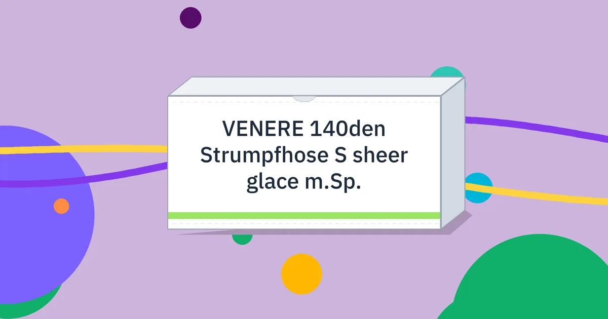 Symbolbild: Packung mit der Aufschrift VENERE 140den Strumpfhose S sheer glace m.Sp. (PZN 16171689) – Verfügbarkeit und Bezug in Apotheken in Frankfurt am Main