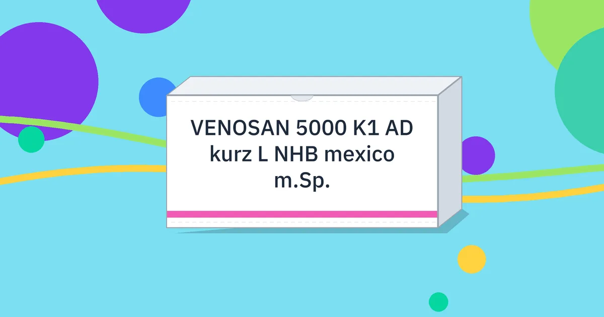Symbolbild: Packung mit der Aufschrift VENOSAN 5000 K1 AD kurz L NHB mexico m.Sp. (PZN 14429451) – Verfügbarkeit und Bezug in Apotheken in Frankfurt am Main