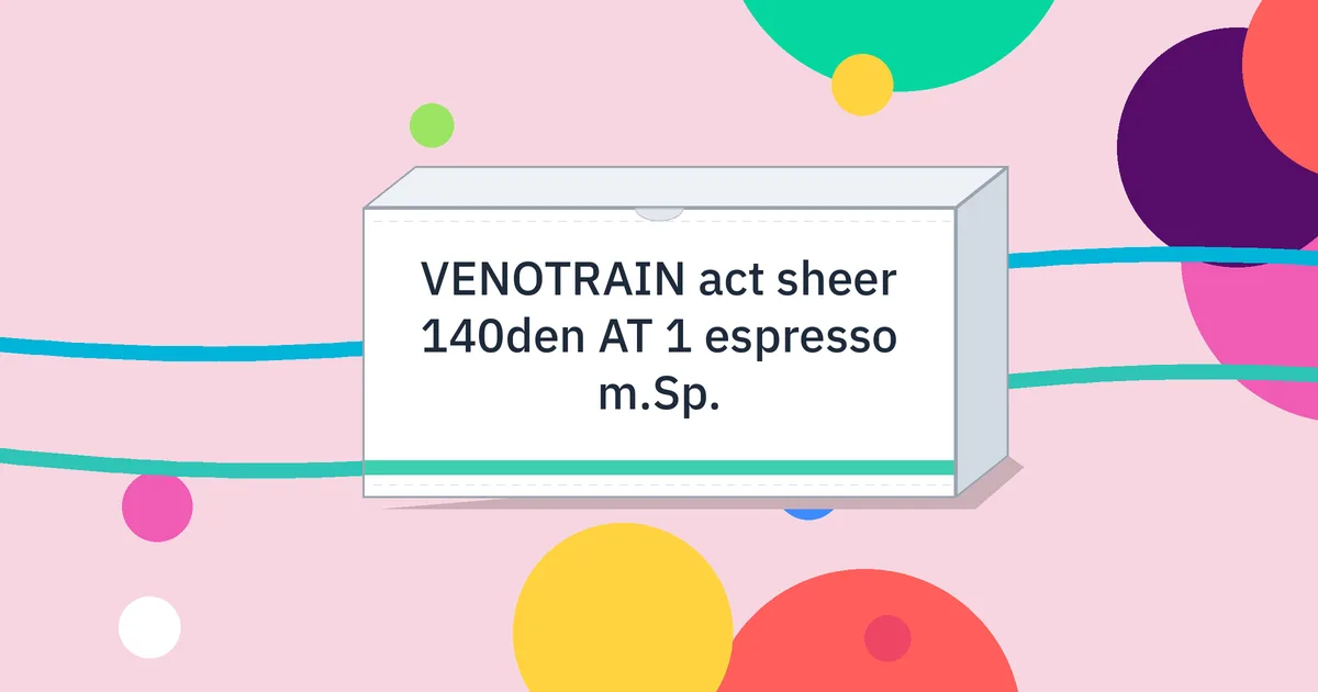 Symbolbild: Packung mit der Aufschrift VENOTRAIN act sheer 140den AT 1 espresso m.Sp. (PZN 16207329) – Verfügbarkeit und Bezug in Apotheken in Frankfurt am Main