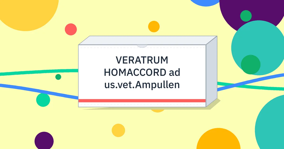 Symbolbild: Packung mit der Aufschrift VERATRUM HOMACCORD ad us.vet.Ampullen (PZN 02760198) – Verfügbarkeit und Bezug in Apotheken in Frankfurt am Main