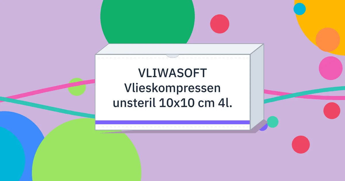 Symbolbild: Packung mit der Aufschrift VLIWASOFT Vlieskompressen unsteril 10x10 cm 4l. (PZN 17834146) – Verfügbarkeit und Bezug in Apotheken in Frankfurt am Main