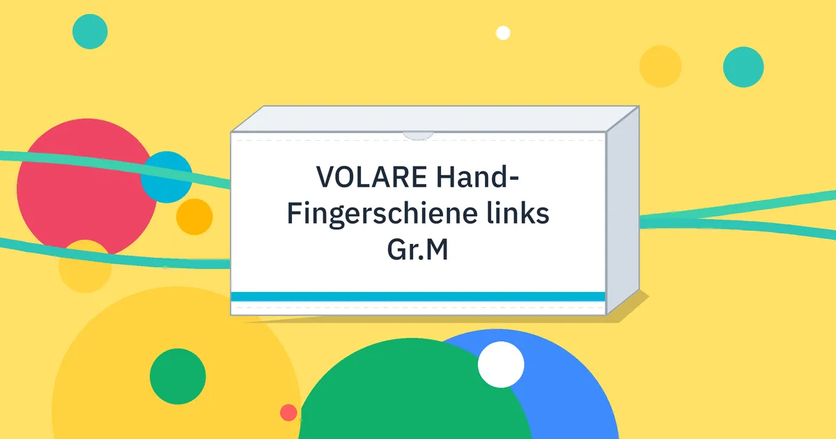 Symbolbild: Packung mit der Aufschrift VOLARE Hand-Fingerschiene links Gr.M (PZN 09309489) – Verfügbarkeit und Bezug in Apotheken in Frankfurt am Main