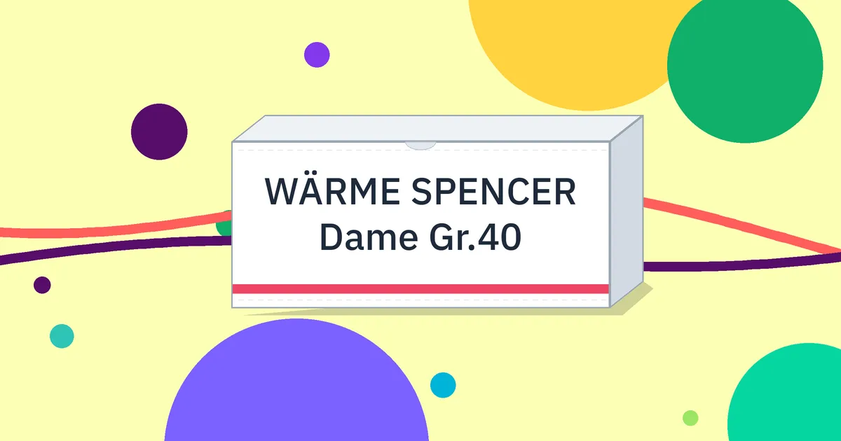 Symbolbild: Packung mit der Aufschrift WÄRME SPENCER Dame Gr.40 (PZN 02445686) – Verfügbarkeit und Bezug in Apotheken in Frankfurt am Main