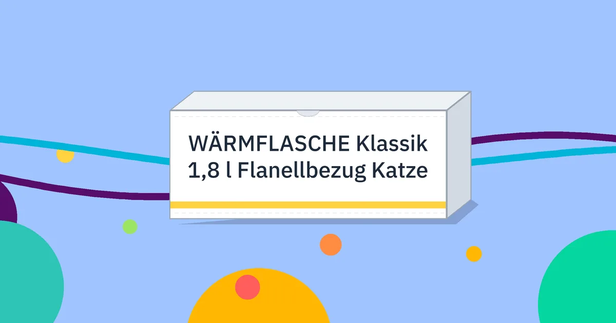 Symbolbild: Packung mit der Aufschrift WÄRMFLASCHE Klassik 1,8 l Flanellbezug Katze (PZN 18250973) – Verfügbarkeit und Bezug in Apotheken in Frankfurt am Main