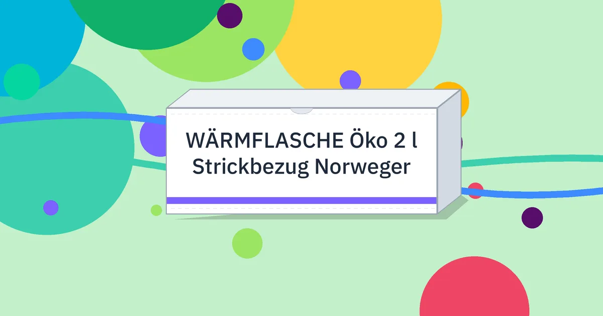Symbolbild: Packung mit der Aufschrift WÄRMFLASCHE Öko 2 l Strickbezug Norweger (PZN 10532749) – Verfügbarkeit und Bezug in Apotheken in Frankfurt am Main