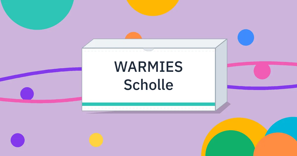 Symbolbild: Packung mit der Aufschrift WARMIES Scholle (PZN 18262172) – Verfügbarkeit und Bezug in Apotheken in Frankfurt am Main