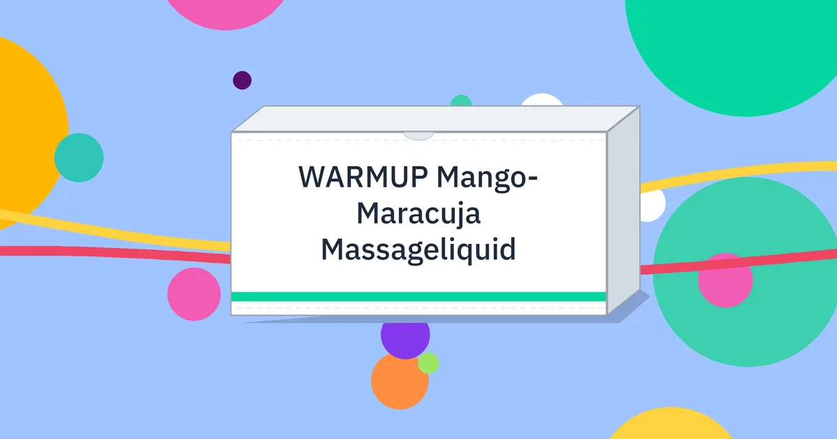 Symbolbild: Packung mit der Aufschrift WARMUP Mango-Maracuja Massageliquid (PZN 13705506) – Verfügbarkeit und Bezug in Apotheken in Frankfurt am Main