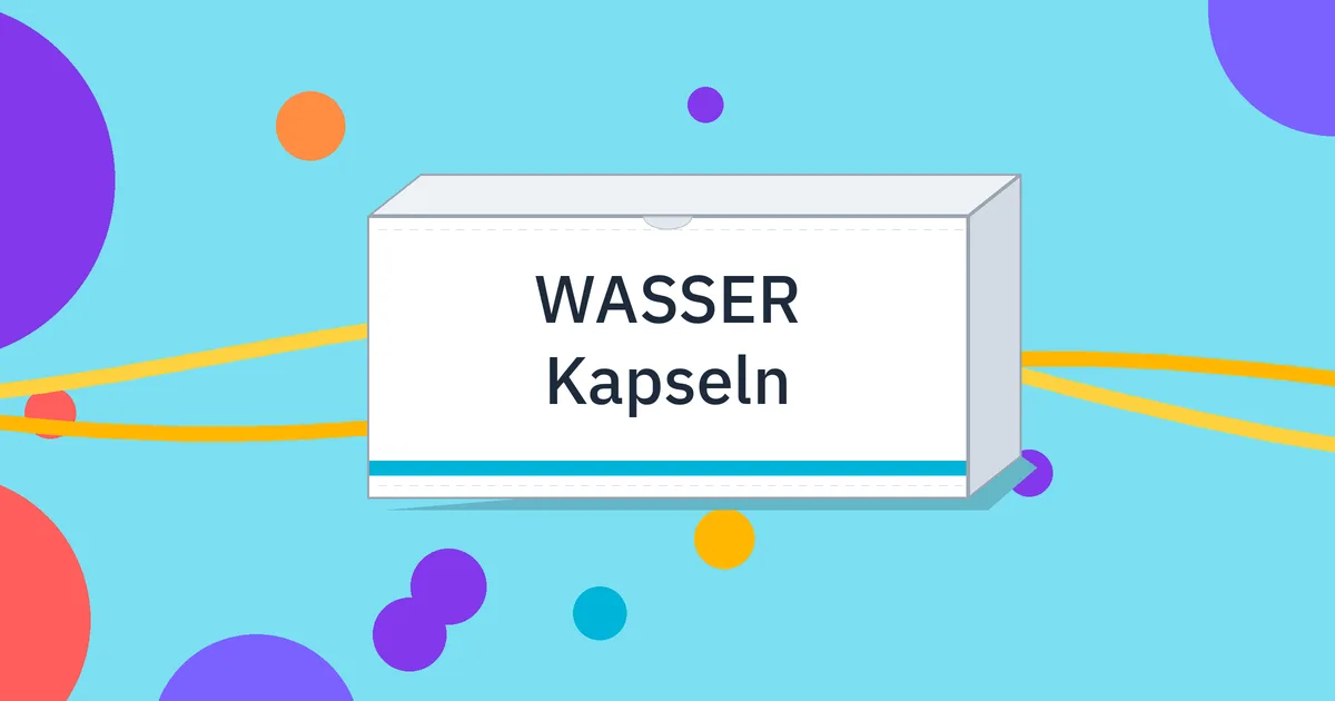 Symbolbild: Packung mit der Aufschrift WASSER Kapseln (PZN 19959403) – Verfügbarkeit und Bezug in Apotheken in Frankfurt am Main