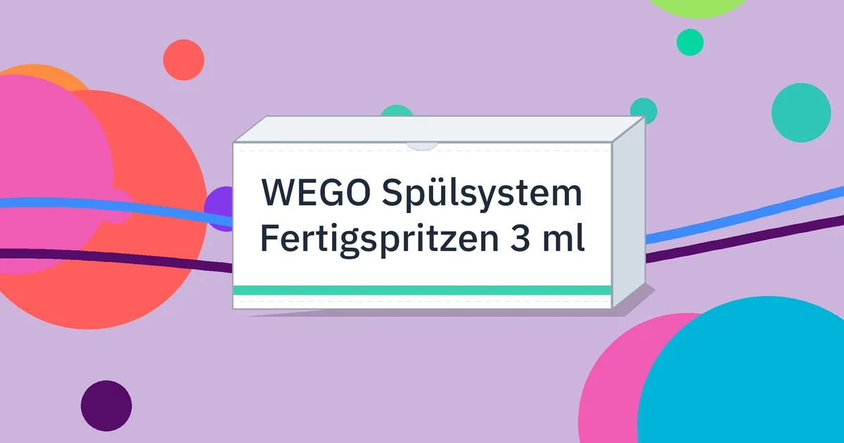 Symbolbild: Packung mit der Aufschrift WEGO Spülsystem Fertigspritzen 3 ml (PZN 18859326) – Verfügbarkeit und Bezug in Apotheken in Frankfurt am Main
