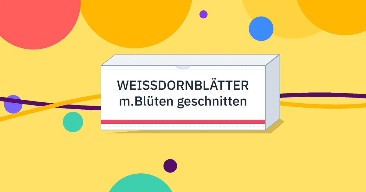 Symbolbild: Packung mit der Aufschrift WEISSDORNBLÄTTER m.Blüten geschnitten (PZN 14032038) – Verfügbarkeit und Bezug in Apotheken in Frankfurt am Main