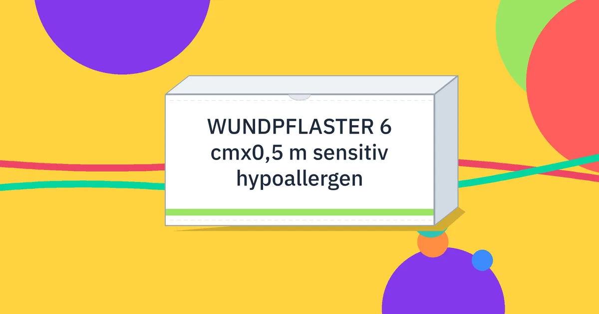 Symbolbild: Packung mit der Aufschrift WUNDPFLASTER 6 cmx0,5 m sensitiv hypoallergen (PZN 03241313) – Verfügbarkeit und Bezug in Apotheken in Frankfurt am Main