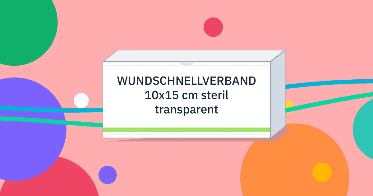 Symbolbild: Packung mit der Aufschrift WUNDSCHNELLVERBAND 10x15 cm steril transparent (PZN 20126401) – Verfügbarkeit und Bezug in Apotheken in Frankfurt am Main