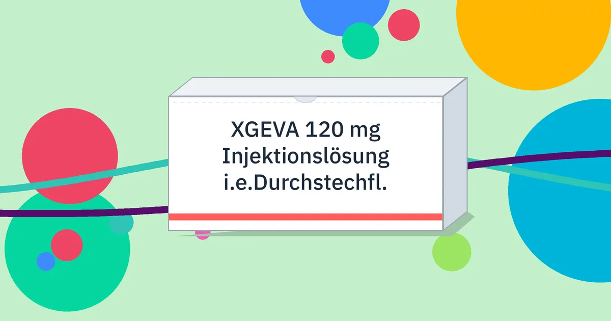 Symbolbild: Packung mit der Aufschrift XGEVA 120 mg Injektionslösung i.e.Durchstechfl. (PZN 12605978) – Verfügbarkeit und Bezug in Apotheken in Frankfurt am Main