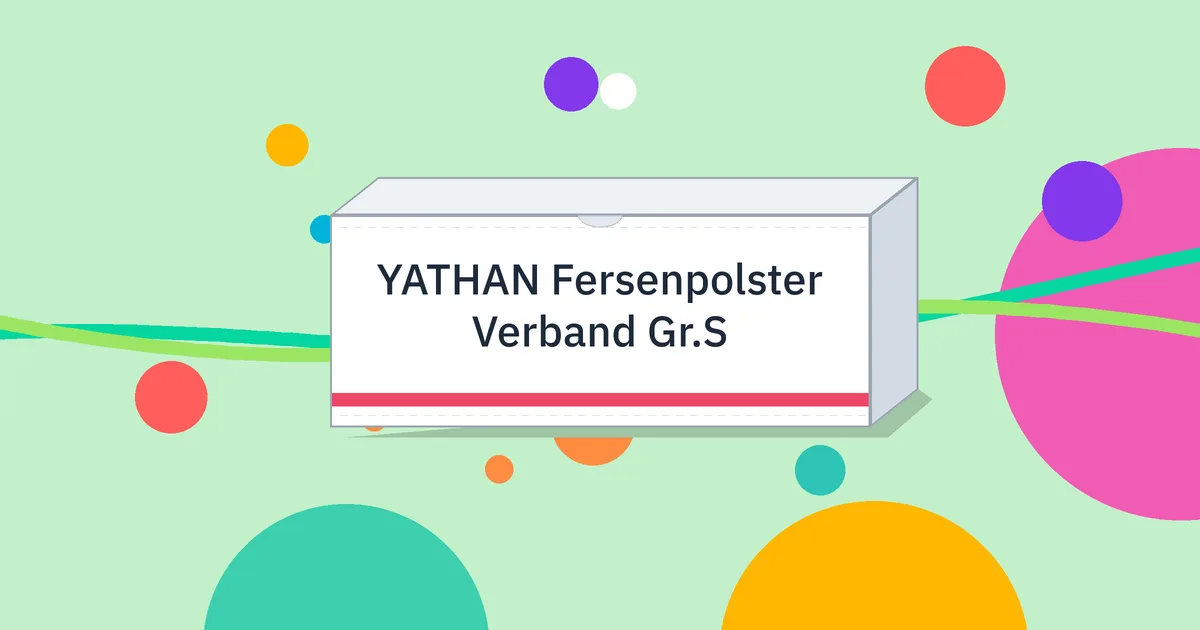 Symbolbild: Packung mit der Aufschrift YATHAN Fersenpolster Verband Gr.S (PZN 13358447) – Verfügbarkeit und Bezug in Apotheken in Frankfurt am Main
