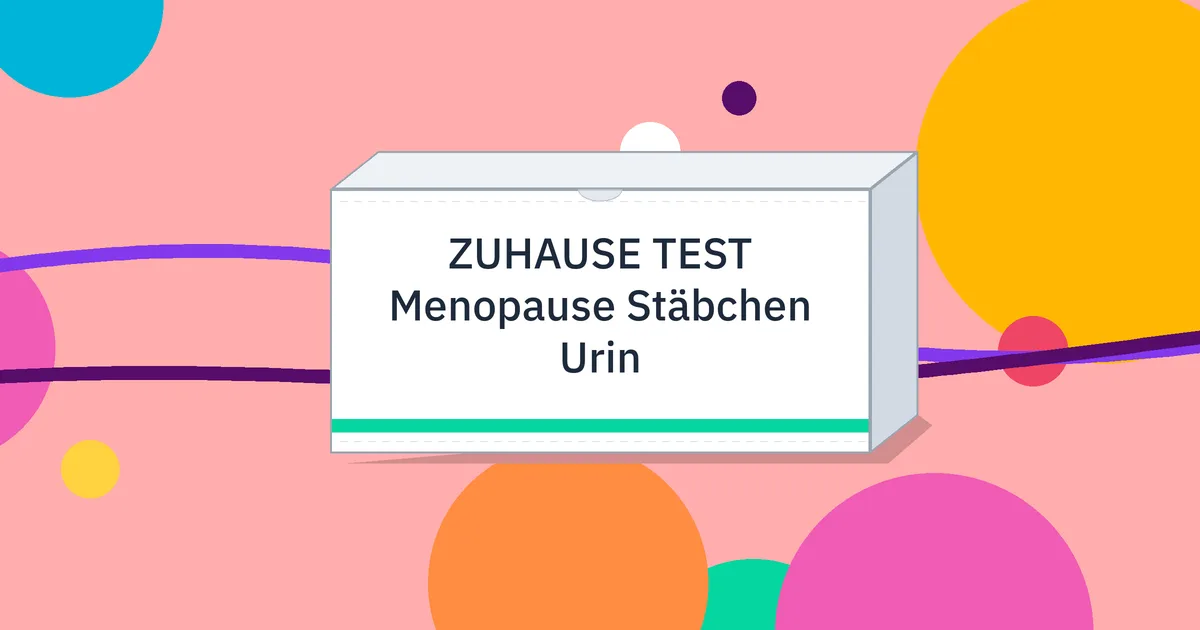 Symbolbild: Packung mit der Aufschrift ZUHAUSE TEST Menopause Stäbchen Urin (PZN 19384440) – Verfügbarkeit und Bezug in Apotheken in Frankfurt am Main