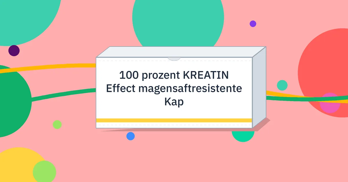 Symbolbild: Packung mit der Aufschrift 100 prozent KREATIN Effect magensaftresistente Kap (PZN 10204548) – Verfügbarkeit und Bezug in Apotheken in Frankfurt am Main