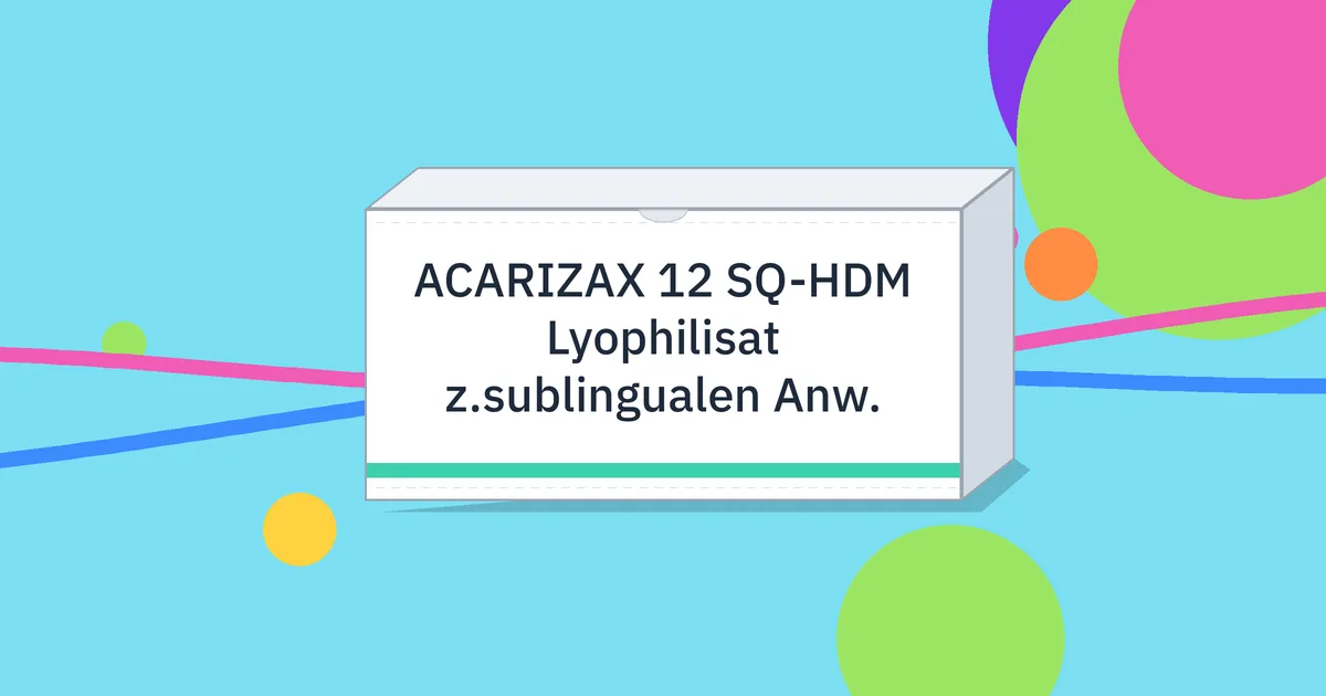 Symbolbild: Packung mit der Aufschrift ACARIZAX 12 SQ-HDM Lyophilisat z.sublingualen Anw. (PZN 16828959) – Verfügbarkeit und Bezug in Apotheken in Frankfurt am Main