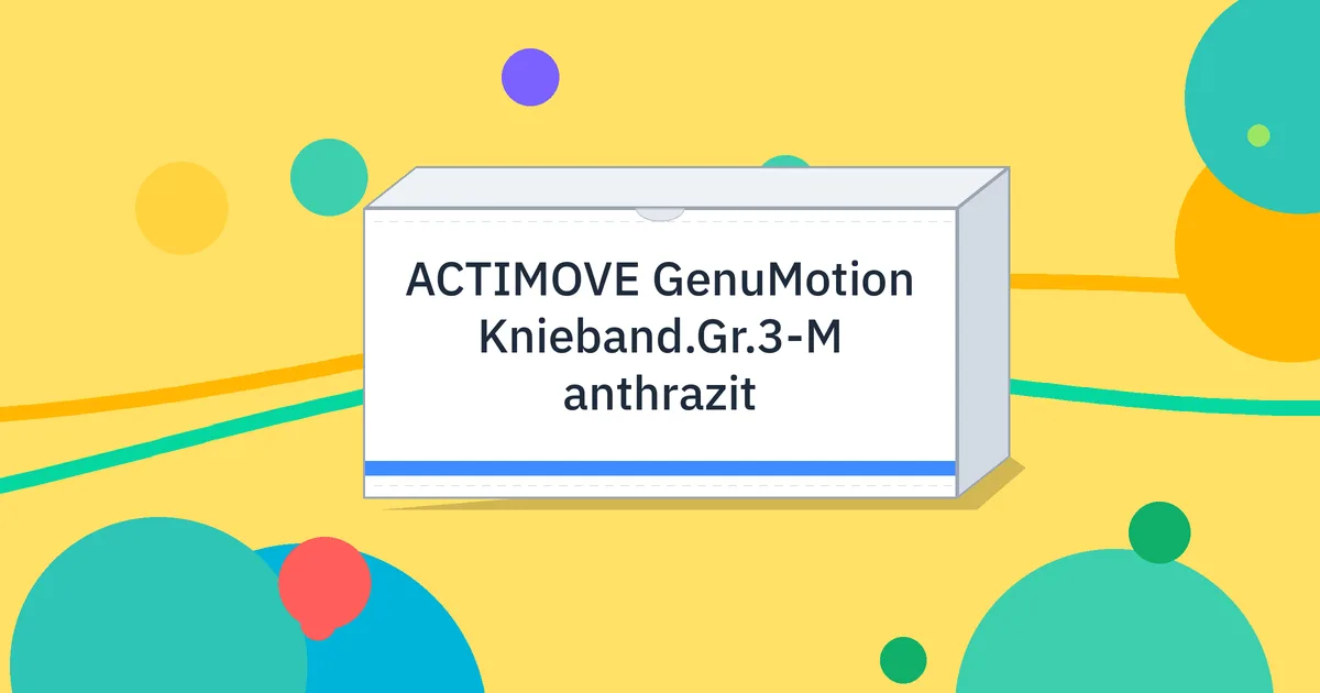 Symbolbild: Packung mit der Aufschrift ACTIMOVE GenuMotion Knieband.Gr.3-M anthrazit (PZN 17947933) – Verfügbarkeit und Bezug in Apotheken in Frankfurt am Main