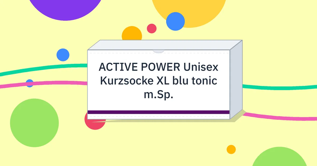 Symbolbild: Packung mit der Aufschrift ACTIVE POWER Unisex Kurzsocke XL blu tonic m.Sp. (PZN 16194615) – Verfügbarkeit und Bezug in Apotheken in Frankfurt am Main