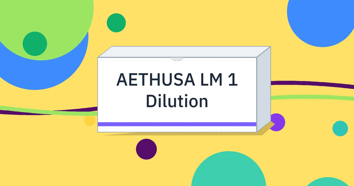 Symbolbild: Packung mit der Aufschrift AETHUSA LM 1 Dilution (PZN 12755695) – Verfügbarkeit und Bezug in Apotheken in Frankfurt am Main