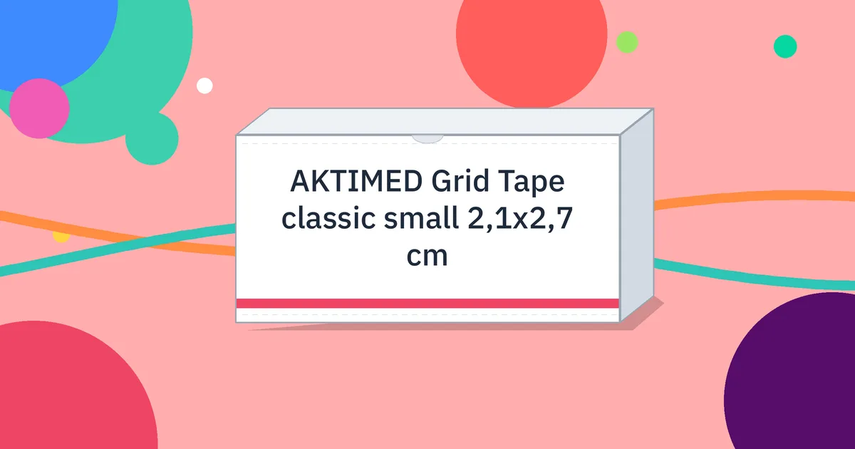 Symbolbild: Packung mit der Aufschrift AKTIMED Grid Tape classic small 2,1x2,7 cm (PZN 15745496) – Verfügbarkeit und Bezug in Apotheken in Frankfurt am Main