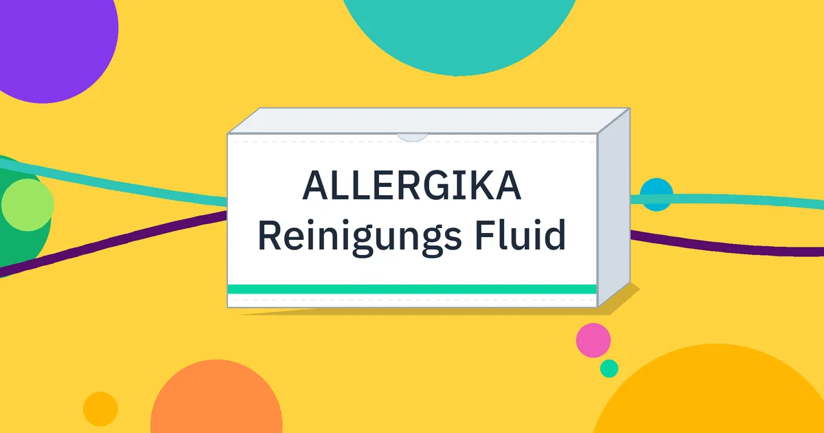 Symbolbild: Packung mit der Aufschrift ALLERGIKA Reinigungs Fluid (PZN 02814497) – Verfügbarkeit und Bezug in Apotheken in Frankfurt am Main