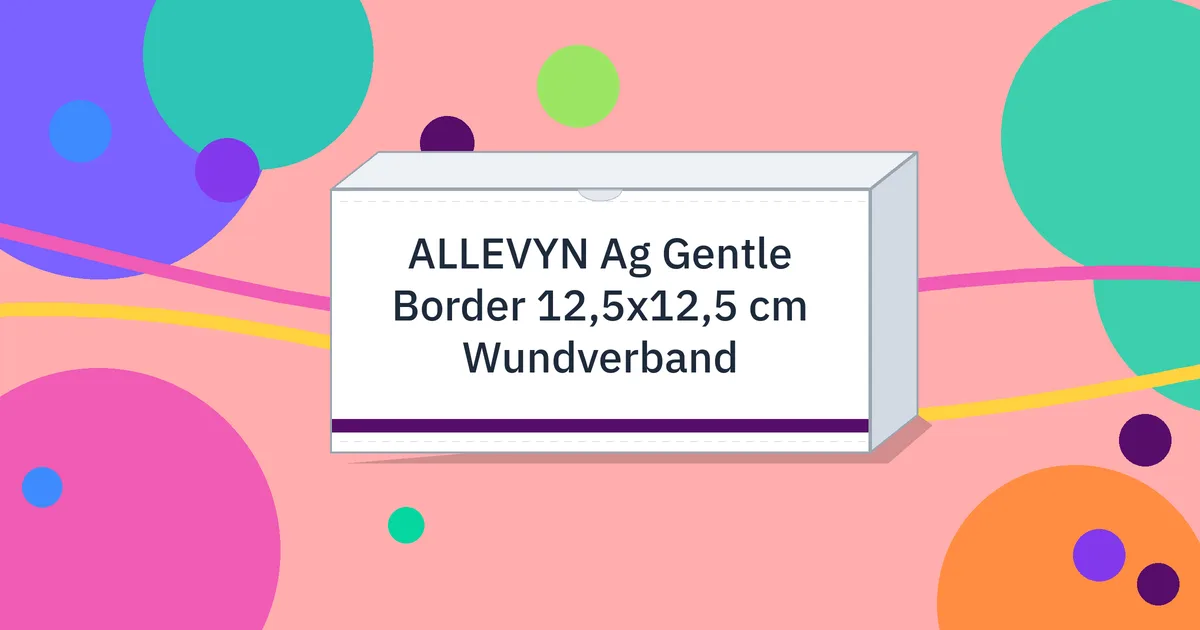 Symbolbild: Packung mit der Aufschrift ALLEVYN Ag Gentle Border 12,5x12,5 cm Wundverband (PZN 13716065) – Verfügbarkeit und Bezug in Apotheken in Frankfurt am Main