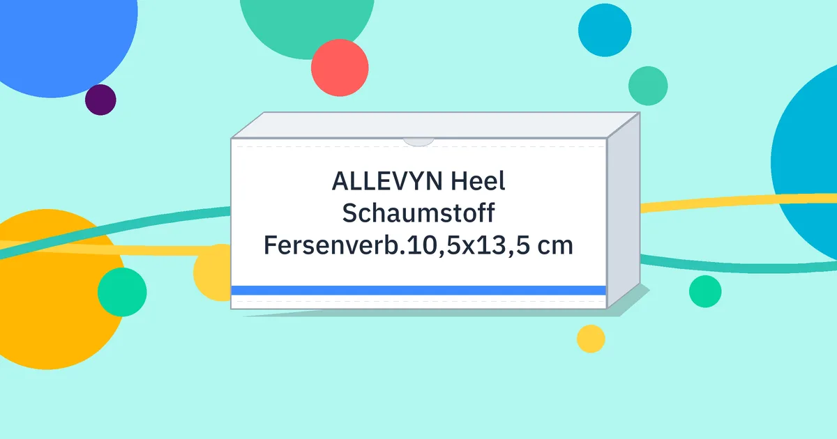 Symbolbild: Packung mit der Aufschrift ALLEVYN Heel Schaumstoff Fersenverb.10,5x13,5 cm (PZN 05526729) – Verfügbarkeit und Bezug in Apotheken in Frankfurt am Main