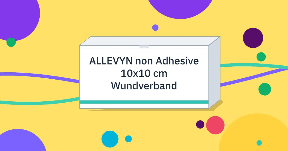 Symbolbild: Packung mit der Aufschrift ALLEVYN non Adhesive 10x10 cm Wundverband (PZN 09488173) – Verfügbarkeit und Bezug in Apotheken in Frankfurt am Main