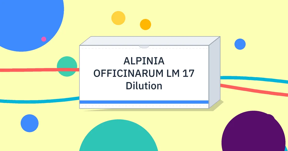 Symbolbild: Packung mit der Aufschrift ALPINIA OFFICINARUM LM 17 Dilution (PZN 13313893) – Verfügbarkeit und Bezug in Apotheken in Frankfurt am Main