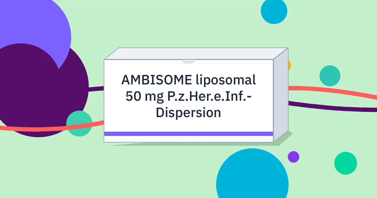 Symbolbild: Packung mit der Aufschrift AMBISOME liposomal 50 mg P.z.Her.e.Inf.-Dispersion (PZN 18810320) – Verfügbarkeit und Bezug in Apotheken in Frankfurt am Main