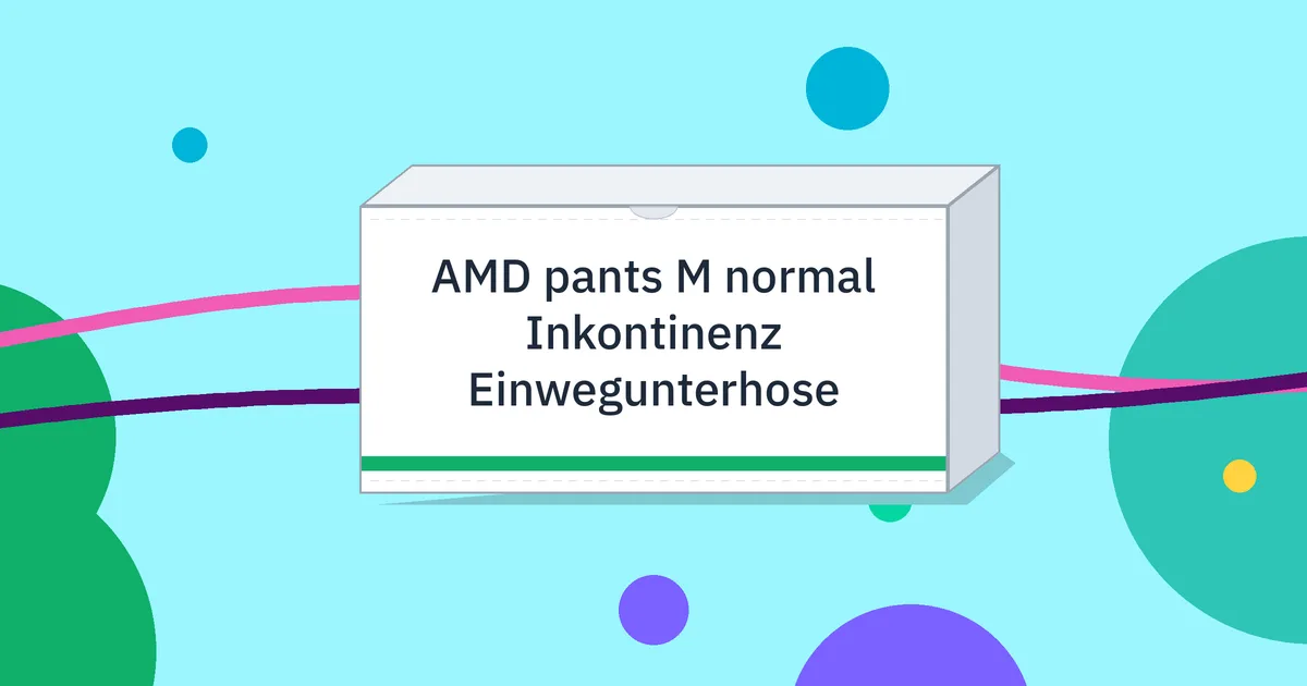 Symbolbild: Packung mit der Aufschrift AMD pants M normal Inkontinenz Einwegunterhose (PZN 14355534) – Verfügbarkeit und Bezug in Apotheken in Frankfurt am Main