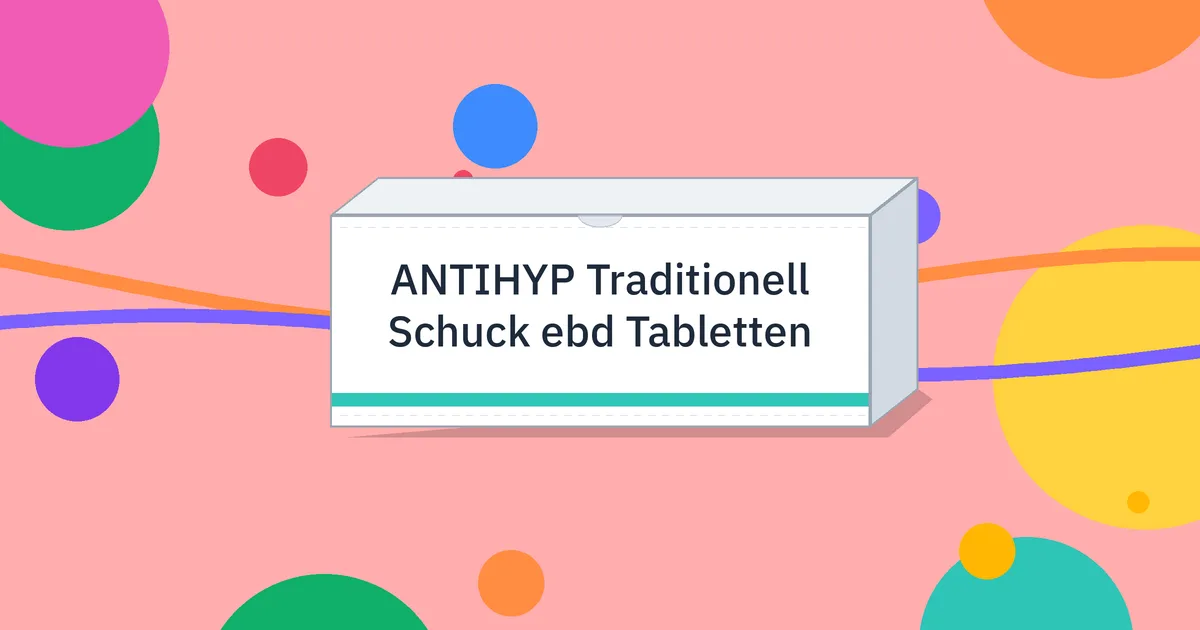 Symbolbild: Packung mit der Aufschrift ANTIHYP Traditionell Schuck ebd Tabletten (PZN 16830637) – Verfügbarkeit und Bezug in Apotheken in Frankfurt am Main