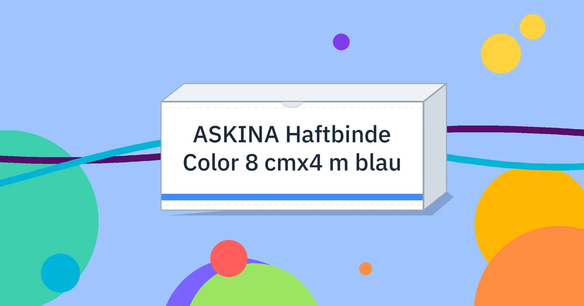 Symbolbild: Packung mit der Aufschrift ASKINA Haftbinde Color 8 cmx4 m blau (PZN 00746857) – Verfügbarkeit und Bezug in Apotheken in Frankfurt am Main