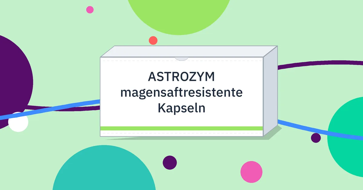 Symbolbild: Packung mit der Aufschrift ASTROZYM magensaftresistente Kapseln (PZN 17160245) – Verfügbarkeit und Bezug in Apotheken in Frankfurt am Main