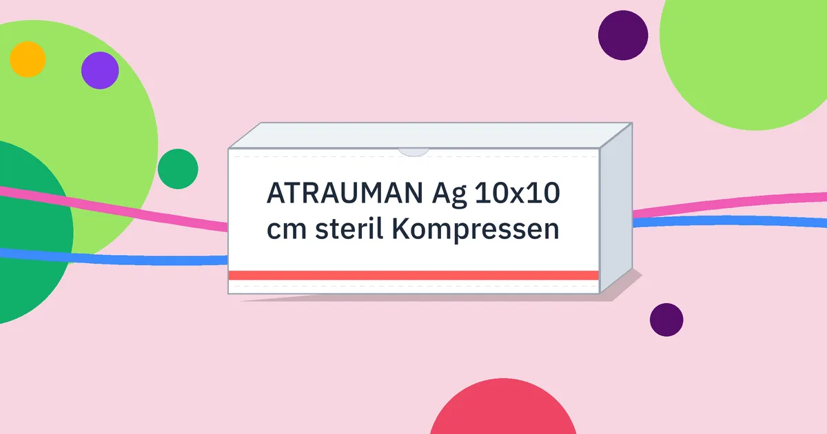 Symbolbild: Packung mit der Aufschrift ATRAUMAN Ag 10x10 cm steril Kompressen (PZN 18043406) – Verfügbarkeit und Bezug in Apotheken in Frankfurt am Main